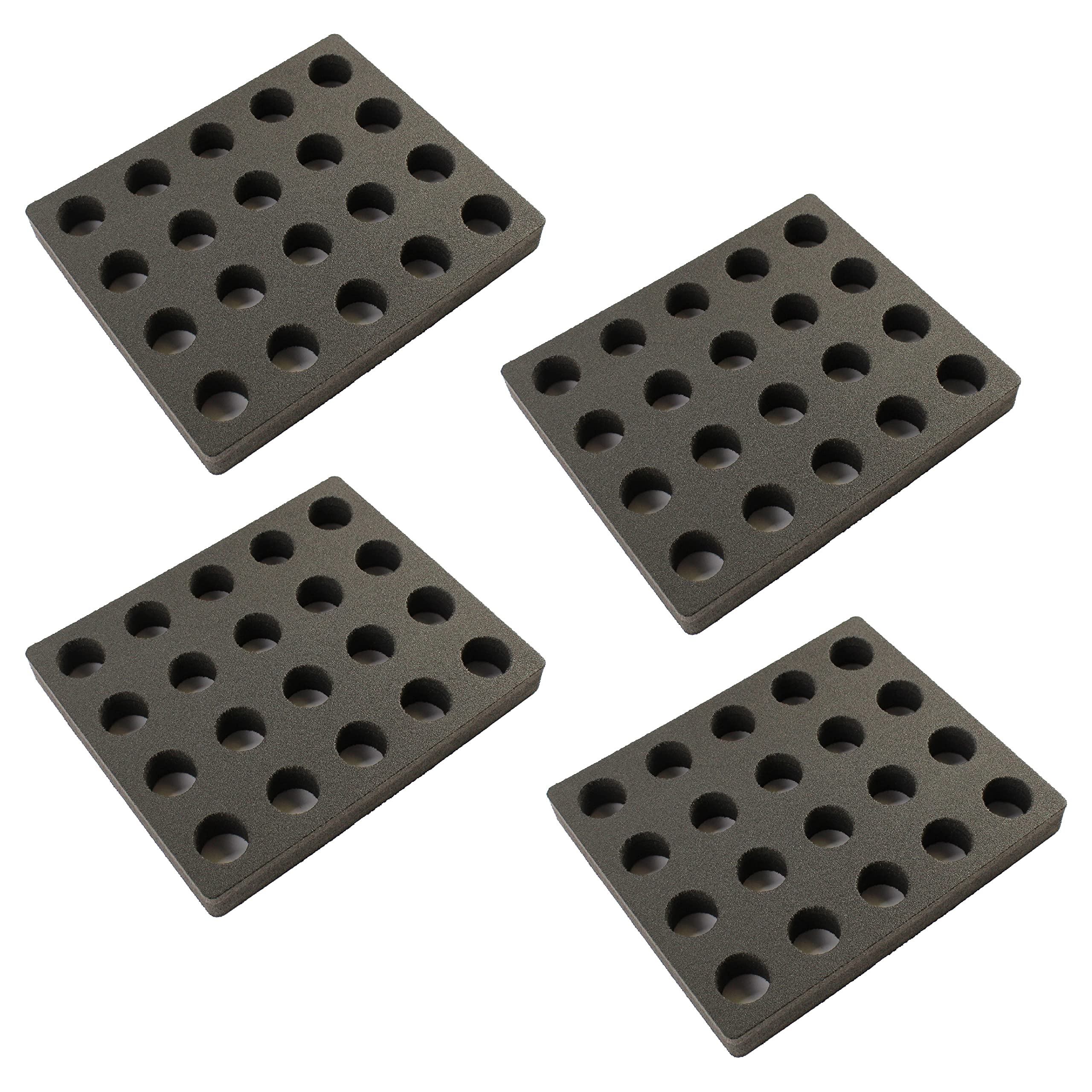 Polar Whale 4 Sample Vial Floating Racks Durable Black Foam Storage Holder Organizer Stand Transport Holds 20 Sampling Vials Fits 1.5 Oz 45ml 30mm Diameter
