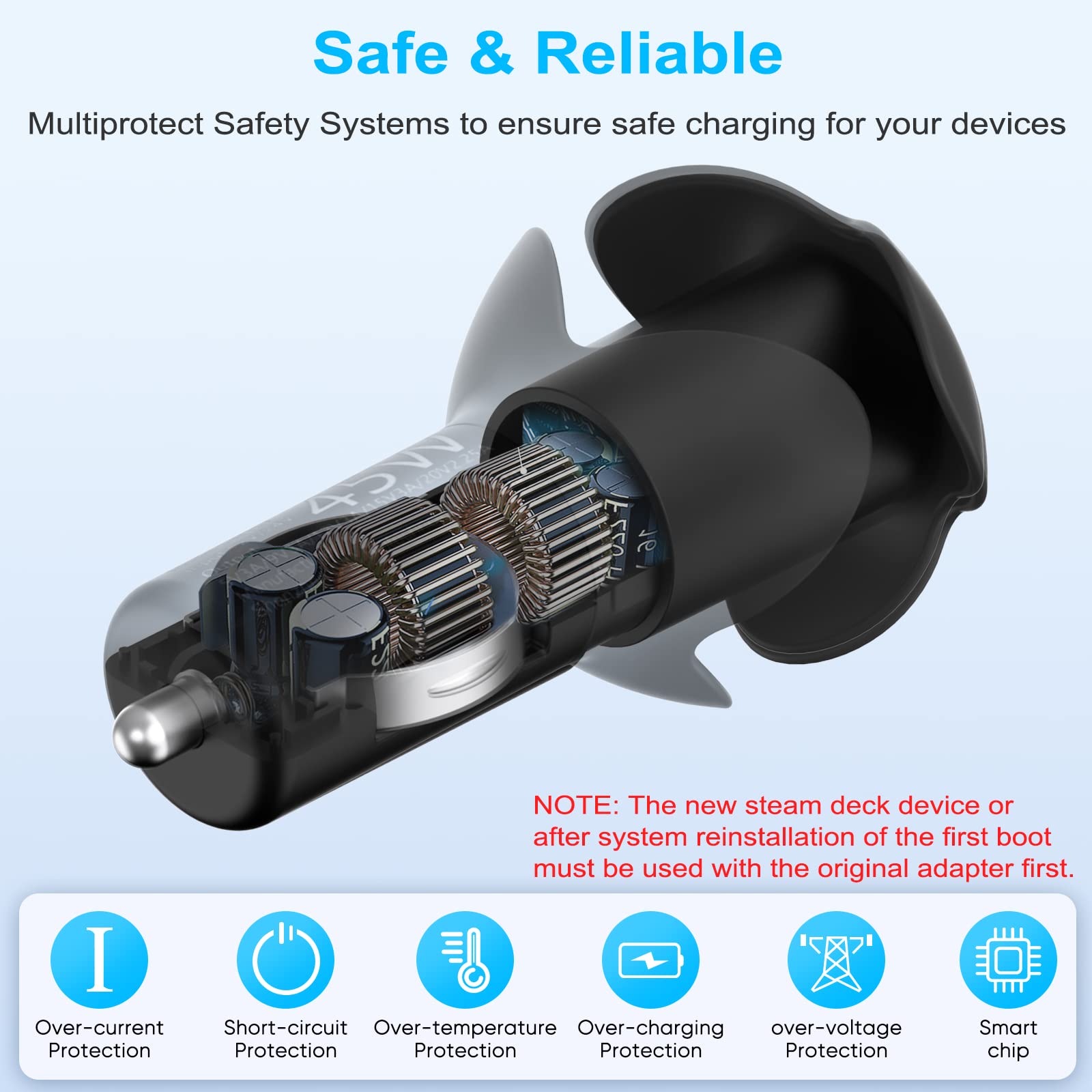 USB C Car Charger,45W Fast Type C Car Charger Adapter PD 3.0 Port with Cable Management,Compatible with Steam Deck/Nintendo SWitch/Switch OLED/USB C Phones and Tablets with 3.9FT Type C Charging Cable