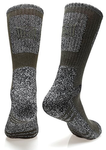 MIRMARU M202-Medium-Men's 5 Pairs Multi Performance Outdoor Sports Hiking Trekking Crew Socks (2Black,2Olive,1Char)
