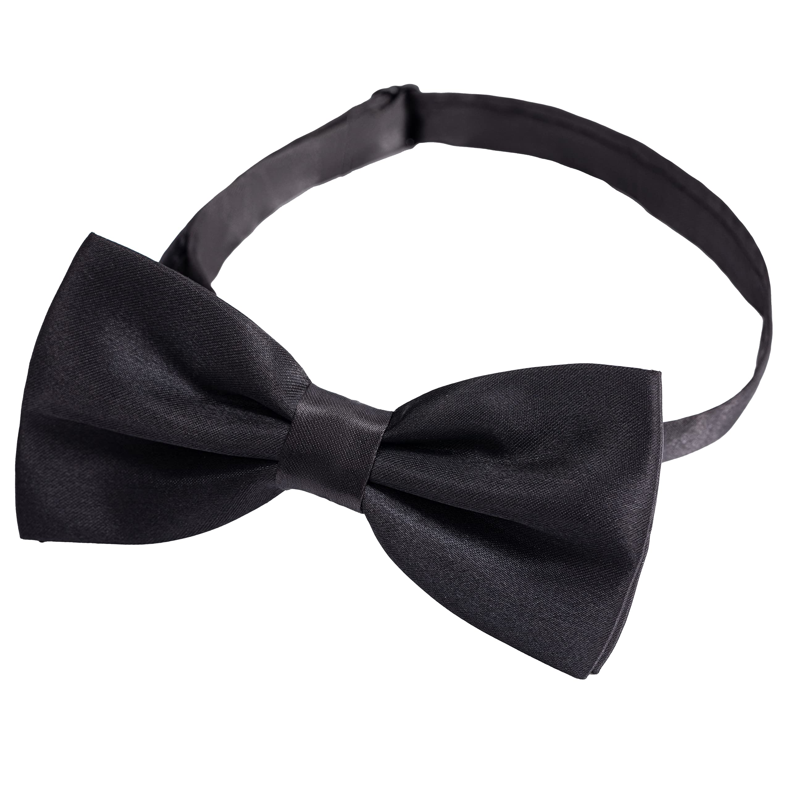 TASTION Black Bow Ties for Men Solid Color Pre-Tie Bow Tie Classic Plain Satin Formal Tuxedo Adjustable Bowties for Wedding & Party