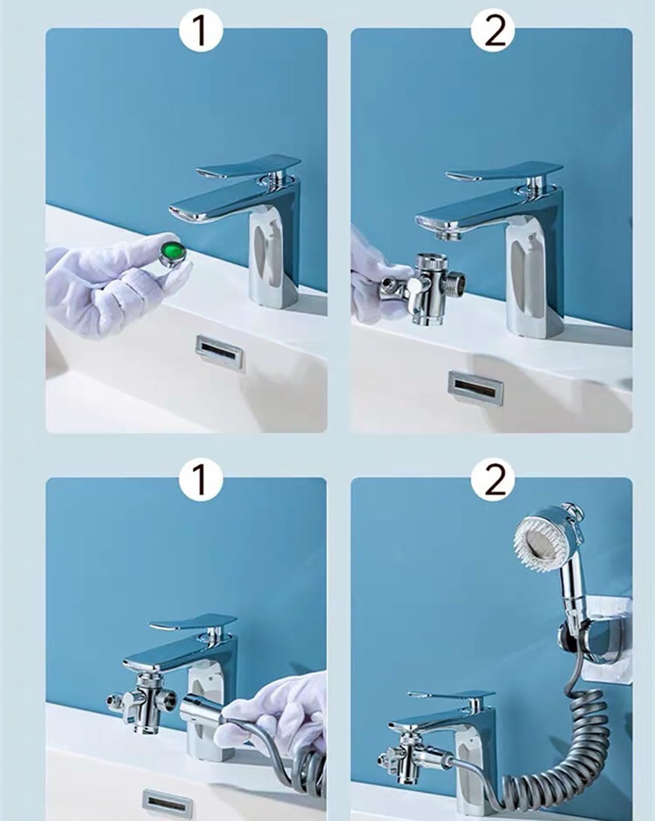 Multifunction Universal Water Taps, Universal 1080 Swivel Robotic Arm Swivel Extension Faucet Aerator, 3 in 1 Sink Faucet Sprayer Attachment Set
