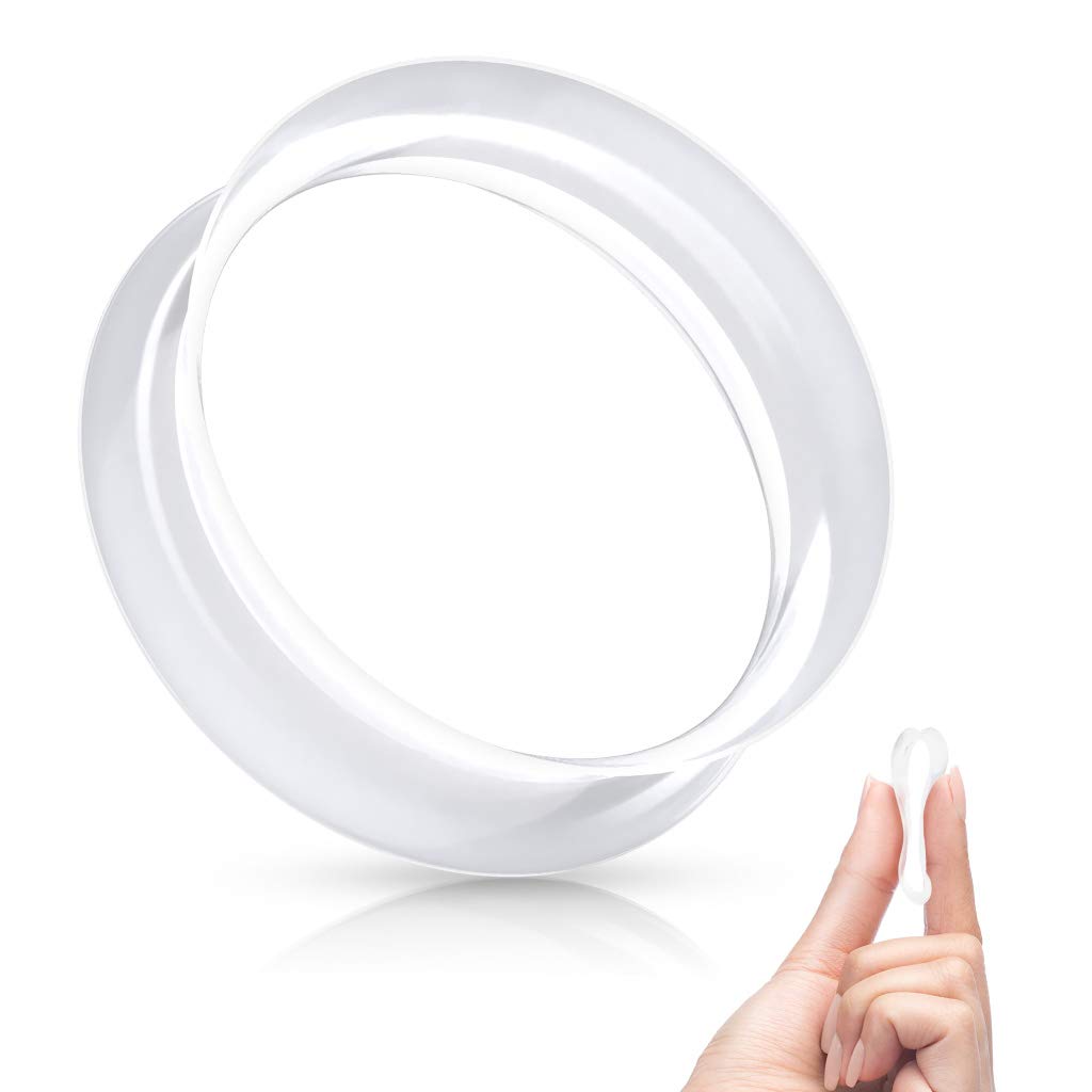 Pierced Owl Clear Ultra Thin Silicone Double Flared Saddle Tunnels, Sold as a Pair (16mm (5/8"))