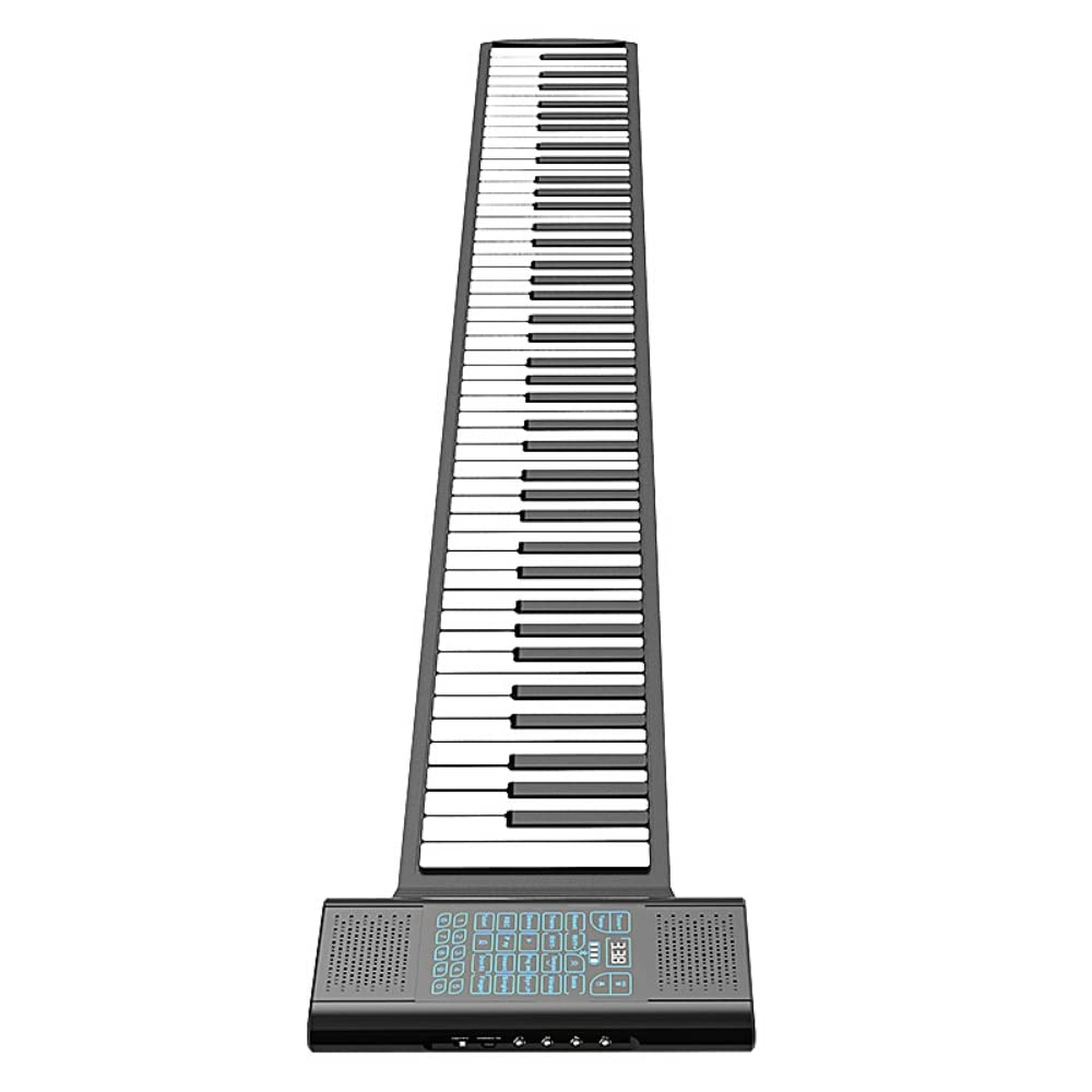 Portable 88 Keys Roll Up Piano with MIDI Output and Built-In Speaker, Flexible Digital Electronic Keyboard - Record and Play Feature, 128 Tones & Rhythms, 14 Demo Songs and Tutorial Function