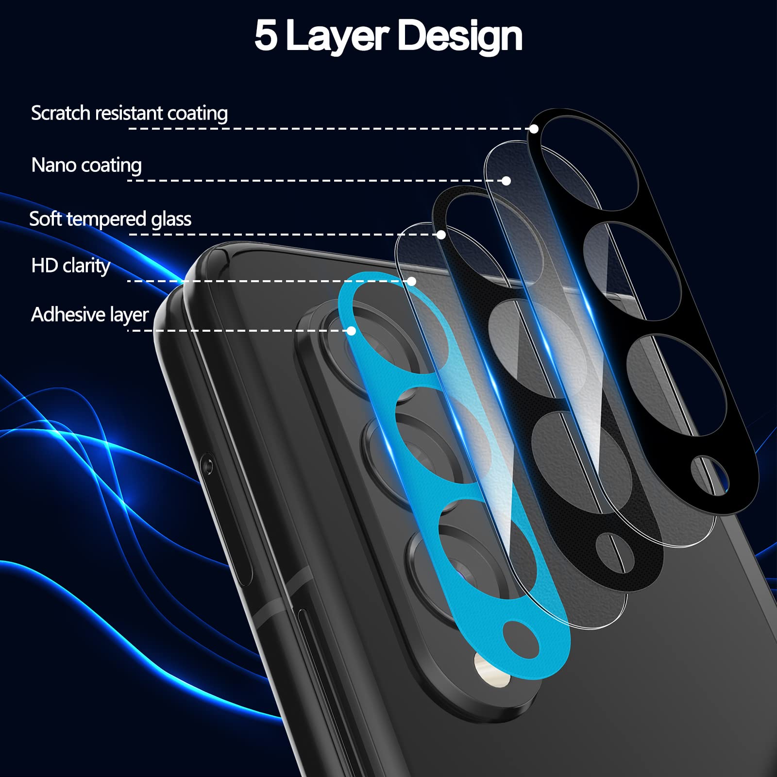 YWXTW 3 Pack for Samsung Galaxy Z Fold 4 Camera Lens Protector, 9H Tempered Glass, Anti Scratch, Ultra Thin, Case Friendly [Does Not Affect Night Shots]