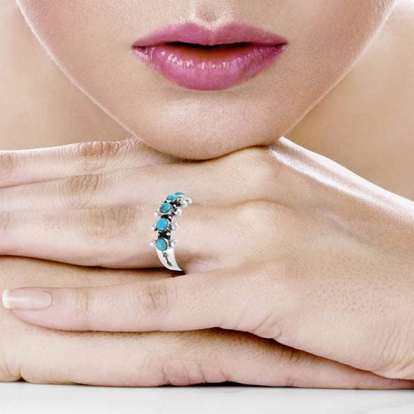 Turquoise Ring Sterling Silver 925 Genuine Gemstones Size 6 to 11 (Turquoise) (10)