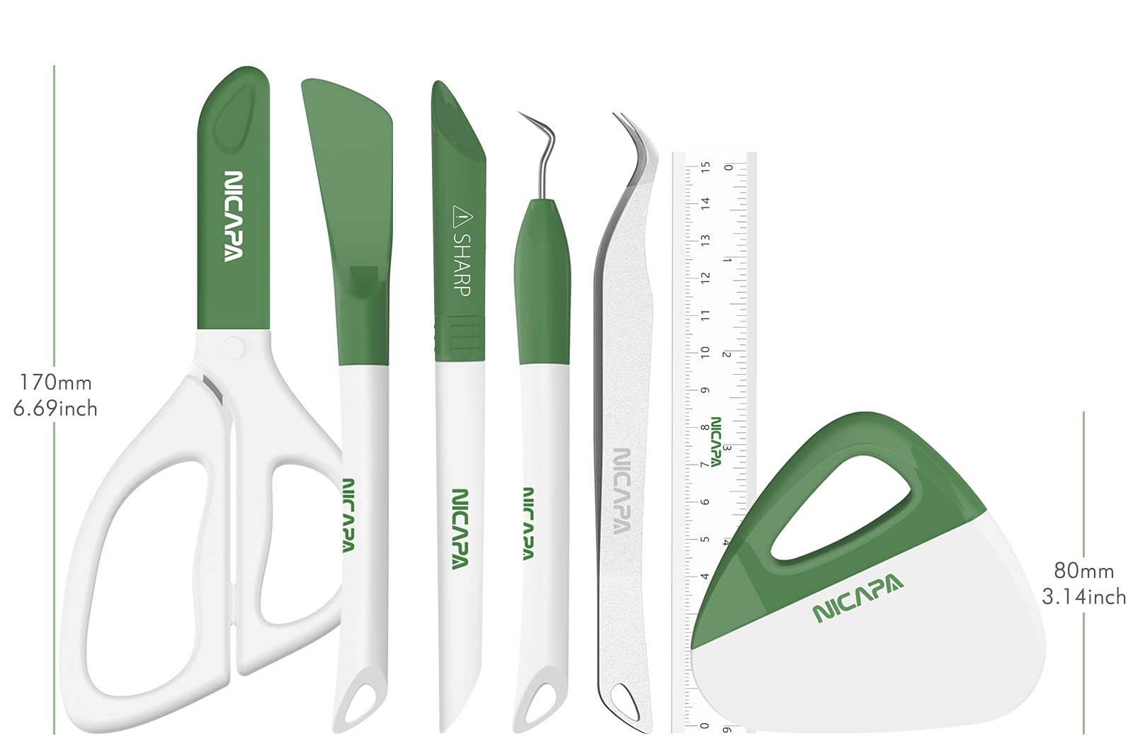 Nicapa Basic Tool Set Craft Weeding Vinyl Cardstock Crafting Tools Kit for Silhouette/Siser/Oracal 631 651 751 Vinyl