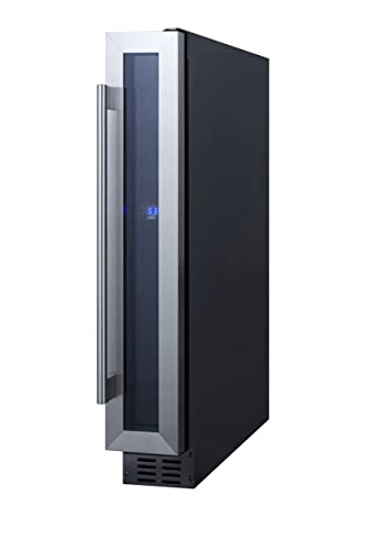 Summit Appliance SWC007 Commercial 6" Wide ADA Compliant Built-in Undercounter Wine Cellar with 7 Bbottle Capacity, Glass Door, Black Cabinet, Auto Defrost, Digital Thermostat and LED Lighting