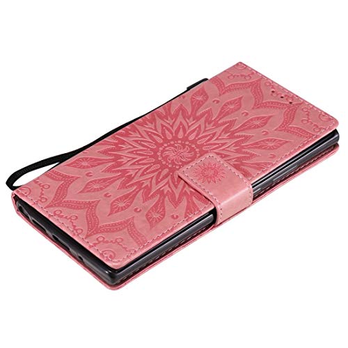 Mobile Phone Case Bag for Samsung Galaxy Note20 Ultra 5G Sun Embossing Pattern Horizontal Flip Leather Case with Card Slot & Holder & Wallet & Lanyard Back Cover Case (Color : Pink)