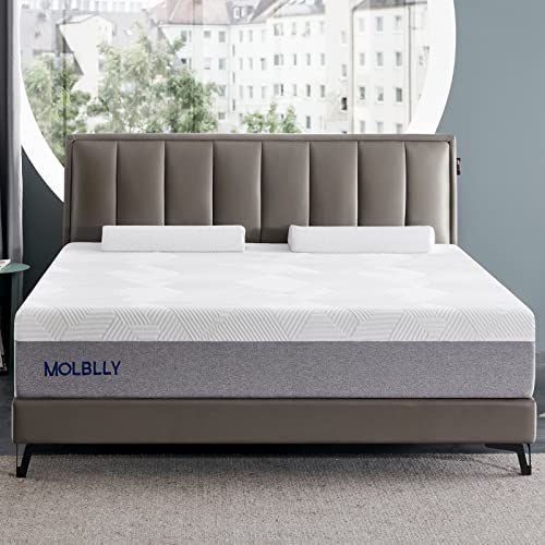 Molblly King Mattress, 12 inch Gel Memory Foam King Size Mattress in a Box, Medium Firm Bed Mattress King, Cool Sleep & Comfy Support, 10 Year Support
