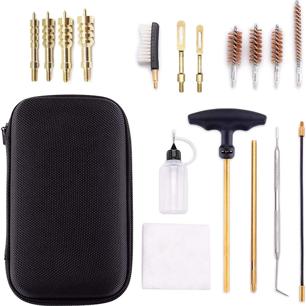 Pro Universal Gun Cleaning Kit, Pistol Caliber Rifle Shotgun Firearm Cleaner Supplies Set with Portable Case (Black)