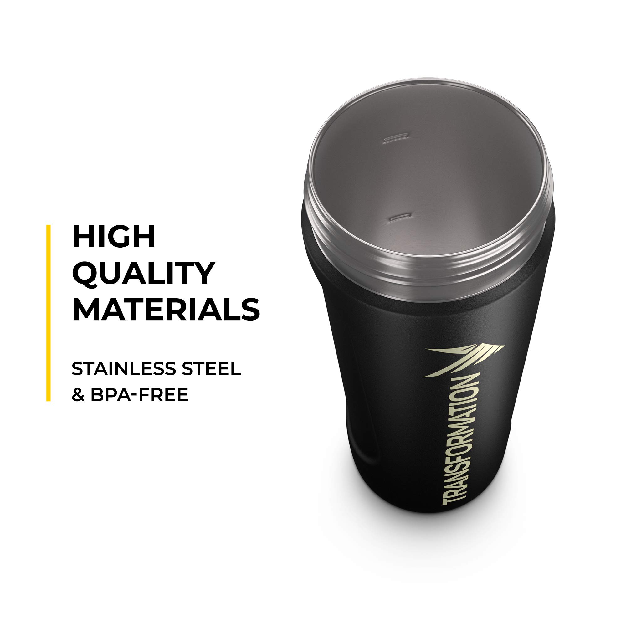 Transformation Performance Shaker BlenderBottleĀ® | Double Insulated, Leak Proof & BPA Free | Perfect for Protein Shakes/Powder Mix | 26 Oz with Steel Whisk Ball (1)