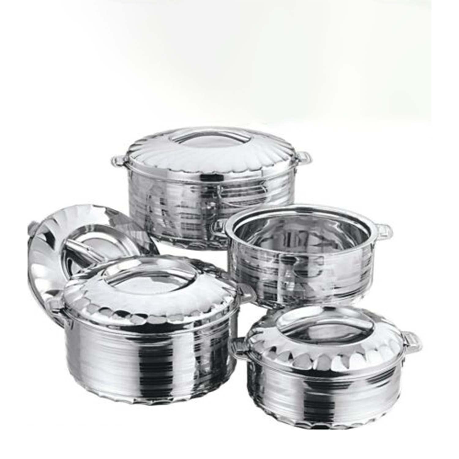 Vinod 4-Piece Insulated Casserole Food Warmer/Cooler Hot Pot Gift Set, 4000mL+5000mL+7500mL+10000mL, Stainless Steel