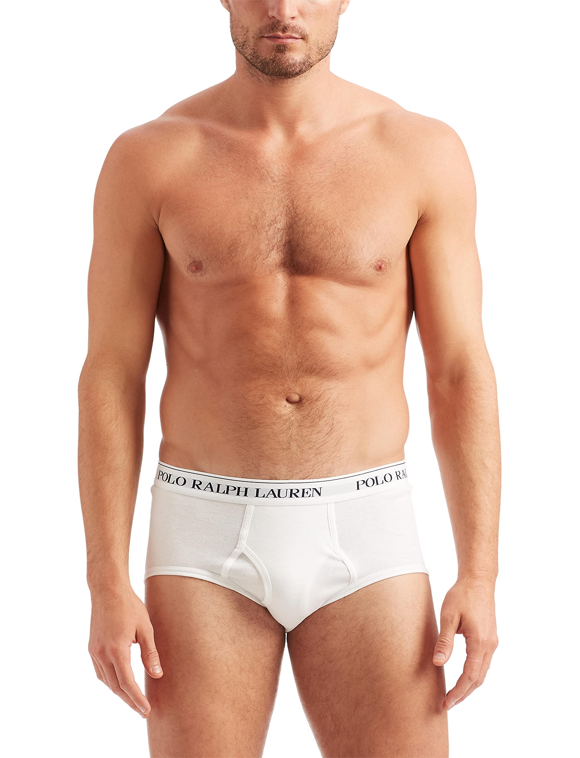 POLO RALPH LAUREN Mens Classic Fit Cotton 4-pack Briefs, White/Cruise Navy, Medium US