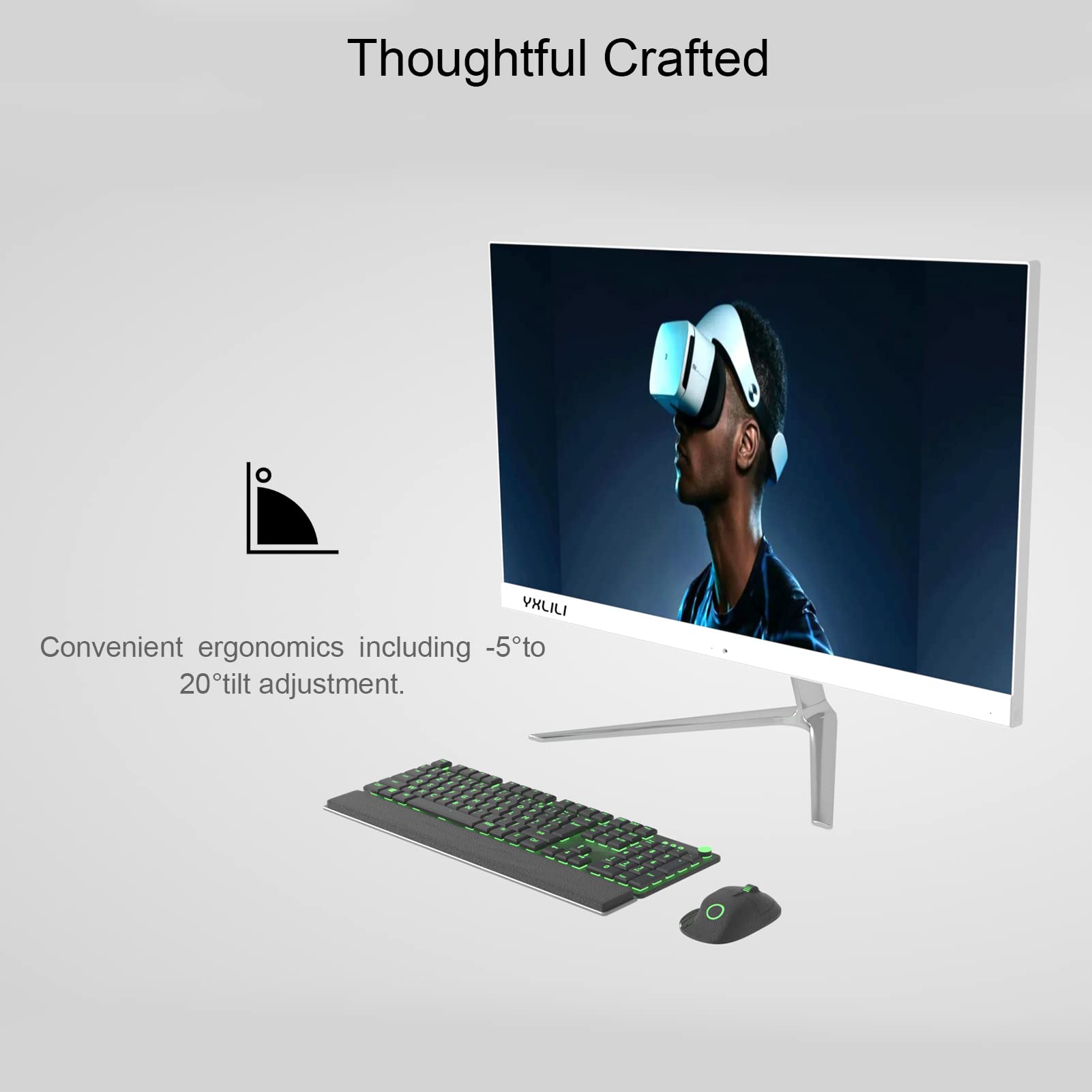 YXLILI 23.8” All in One Desktop Computer 3.2GHz Intel Core I5 Quad Core Processor 8GB DDR4, 256GB SSD, Intel HD Graphics, Webcam, WiFi, Windows 10 Pro