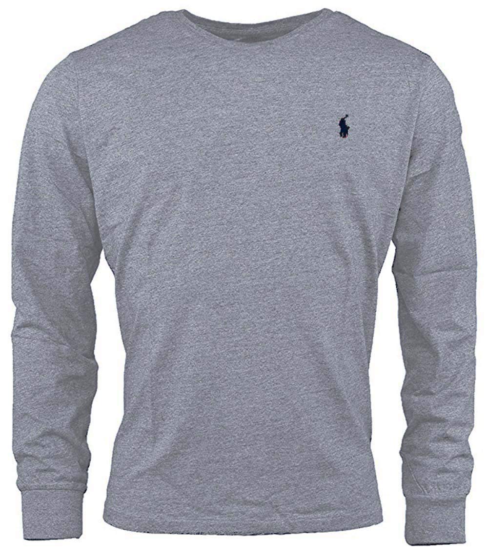 Polo Ralph Lauren Mens Long Sleeve Crew Neck Custom Slim Fit T-Shirt (XL, Black)