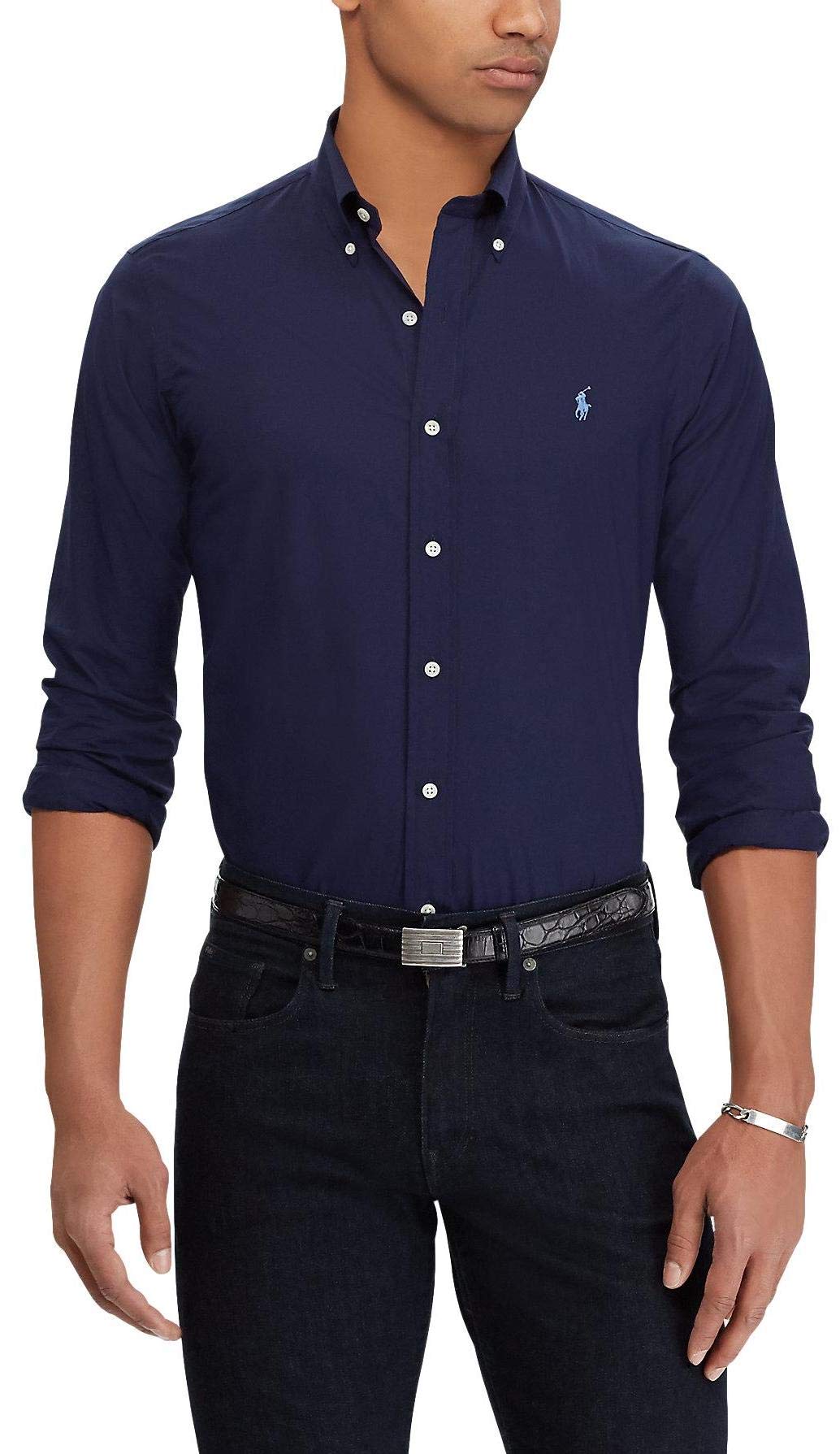 Polo Ralph Lauren Men's Big and Tall Long Sleeves Classic Fit Poplin Buttondown Shirt (XLT, WindsorNavy)