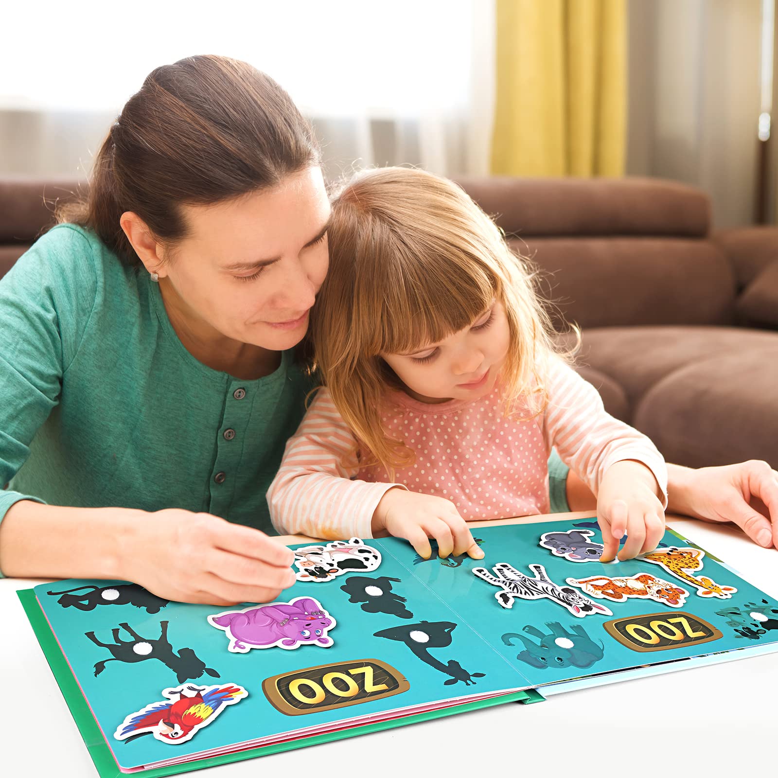 YAOFEER Busy Book for Toddlers 1-3, Montessori Busy Book Preschool Activity Sticker Quiet Books for Toddlers Kids Learning Book to Develop Learning Skills Multidimensional Sense Development- Animal