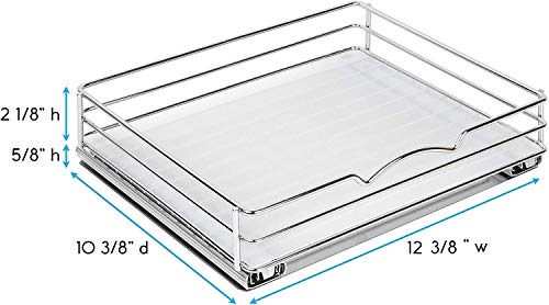 Pull Out Cabinet Organizer for Spices, Cans - Heavy Duty with Lifetime Limited Warranty - Pull Out Spice Rack- Chrome 12-3/8"Wx 10-1/2"D x 2-3/4” H Cabinet Pull Out Shelf for Cans, Dishes, Etc.