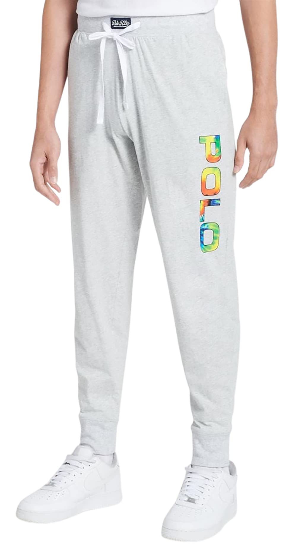 POLO RALPH LAUREN Men's Tie Dye Logo Jogger Pants (English Heather/Polo Tie Dye Logo, X-Large)