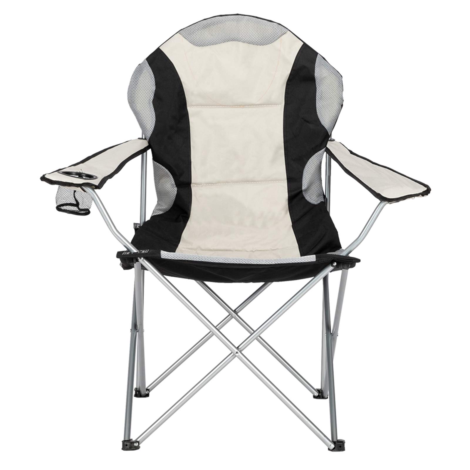 Vasitelan Outdoor Camping Chair with Back Support, Padded Lawn Chairs Folding Arm Chair with Bag, Cup Holder