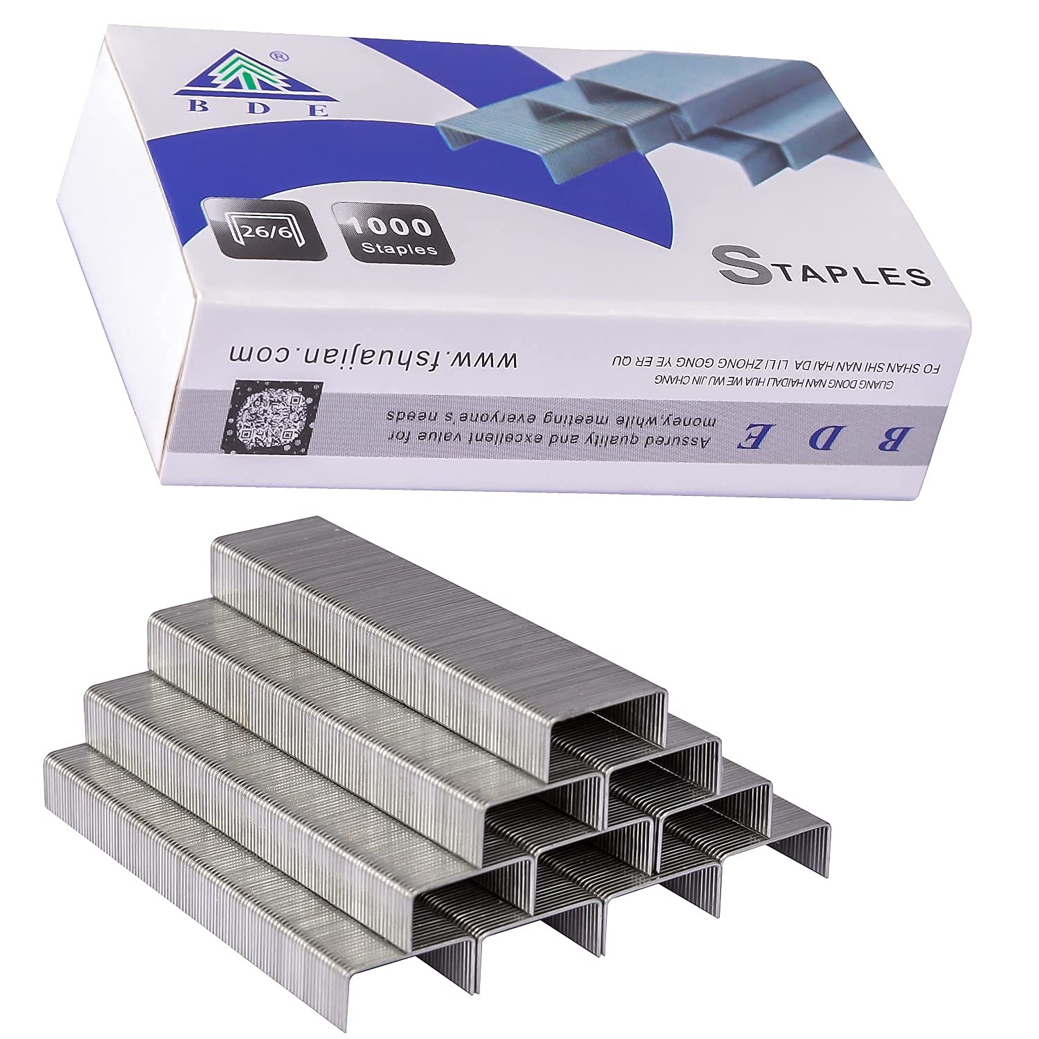 SEAKOS 5 Pack of 5000 Count Standard Staples, 26/6, ¼” Leg Length, Chisel Point Tips, Jam Free Staples, Fits All Standard Desktop Office Staplers, Best Office Products.Silver.