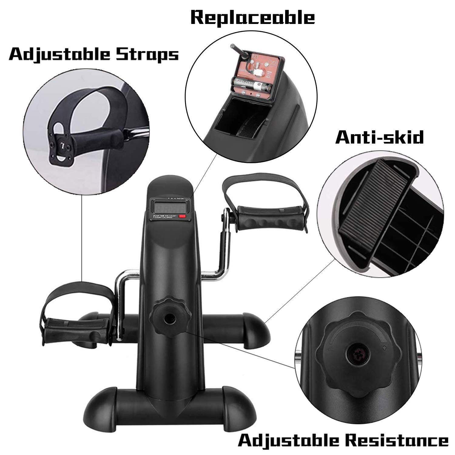 Portable Mini Cycle Bike Foot Pedal Exercise Machine Arm and Leg Recovery Peddler Exerciser Under Desk