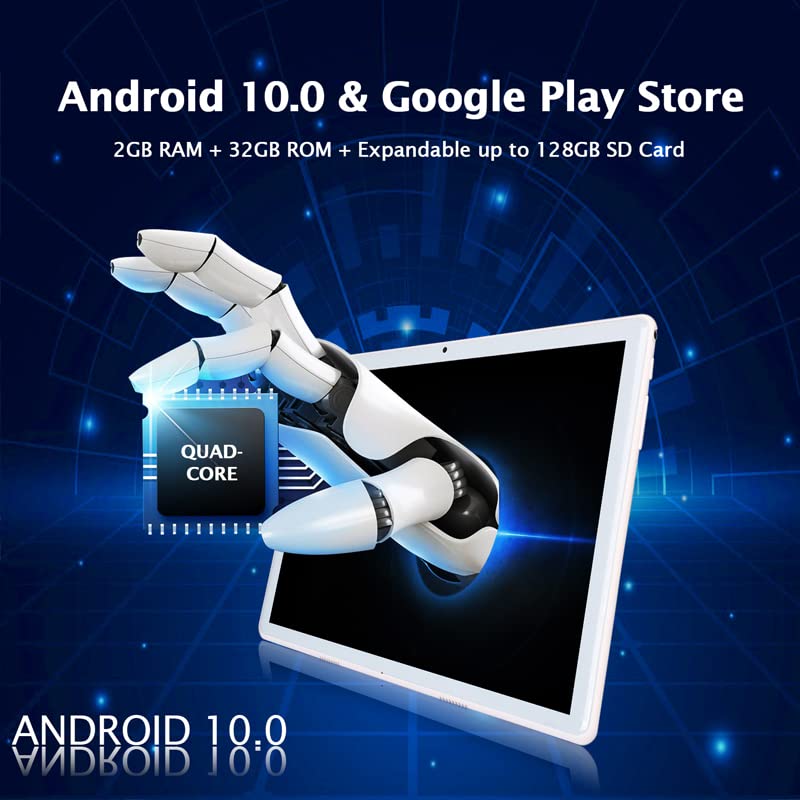 ZaoFePu Android Tablet 10 Inch WiFi HD Display Andorid 10.0GMS Tablets, ROM 800 * 1280, Camera 500w, Type-c Charging Port -RAM 4+32GB,5000 mAh Battery, White, S10