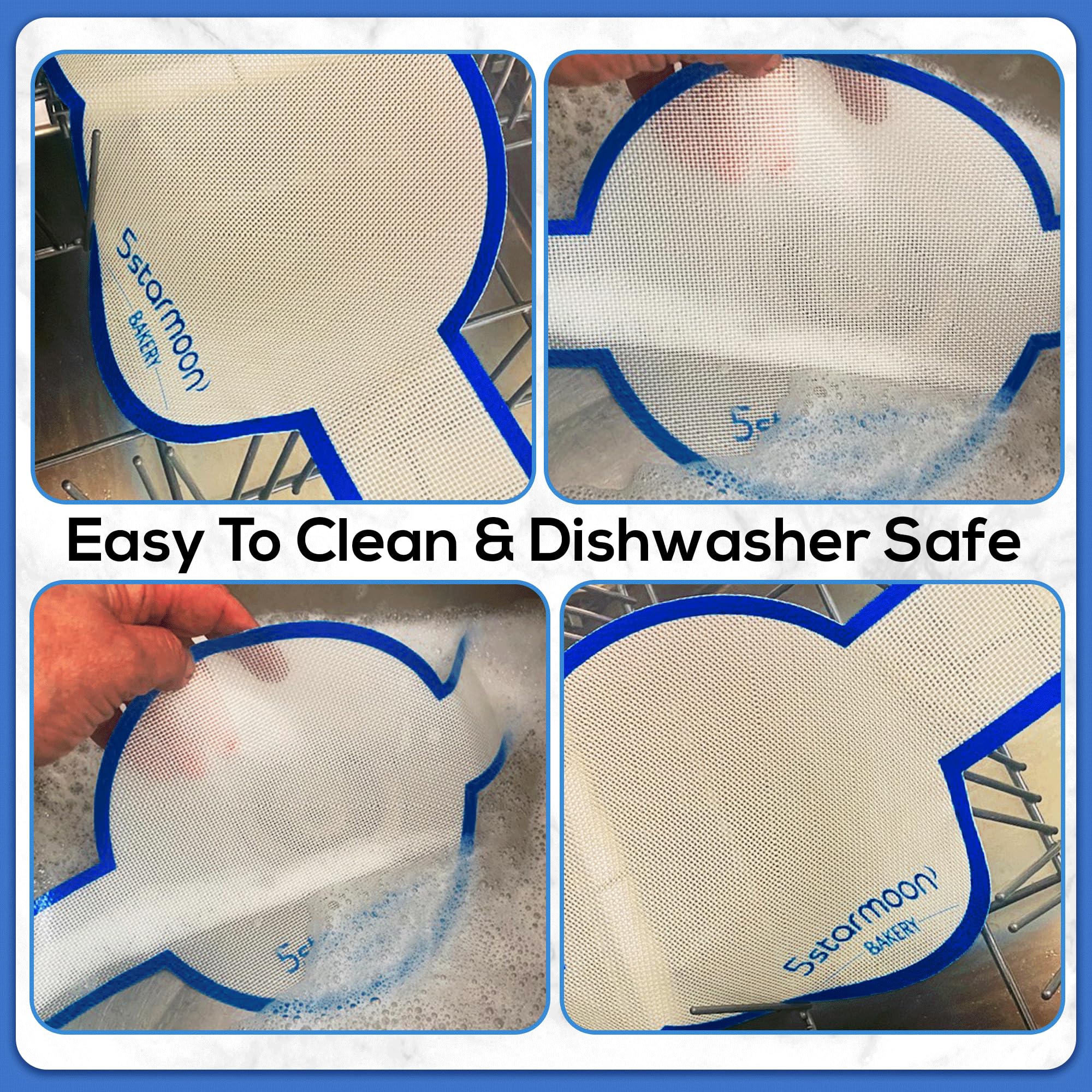 Silicone Bread Sling Dutch Oven Liner - Extra Thick Non-Stick Reusable Silicone Sourdough Bread Baking Mat with Long Handles, Sourdough Bread Baking Supplies for Easy Dough Transfer (Trim Blue)