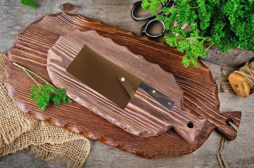 Sanseenia PU Leather Knife Sheath, Durable Meat Cleaver Sheath, Waterproof Chef Knife Edge Guards & Cleaver Covers, Kitchen Wide Knife Protectors (Brown)