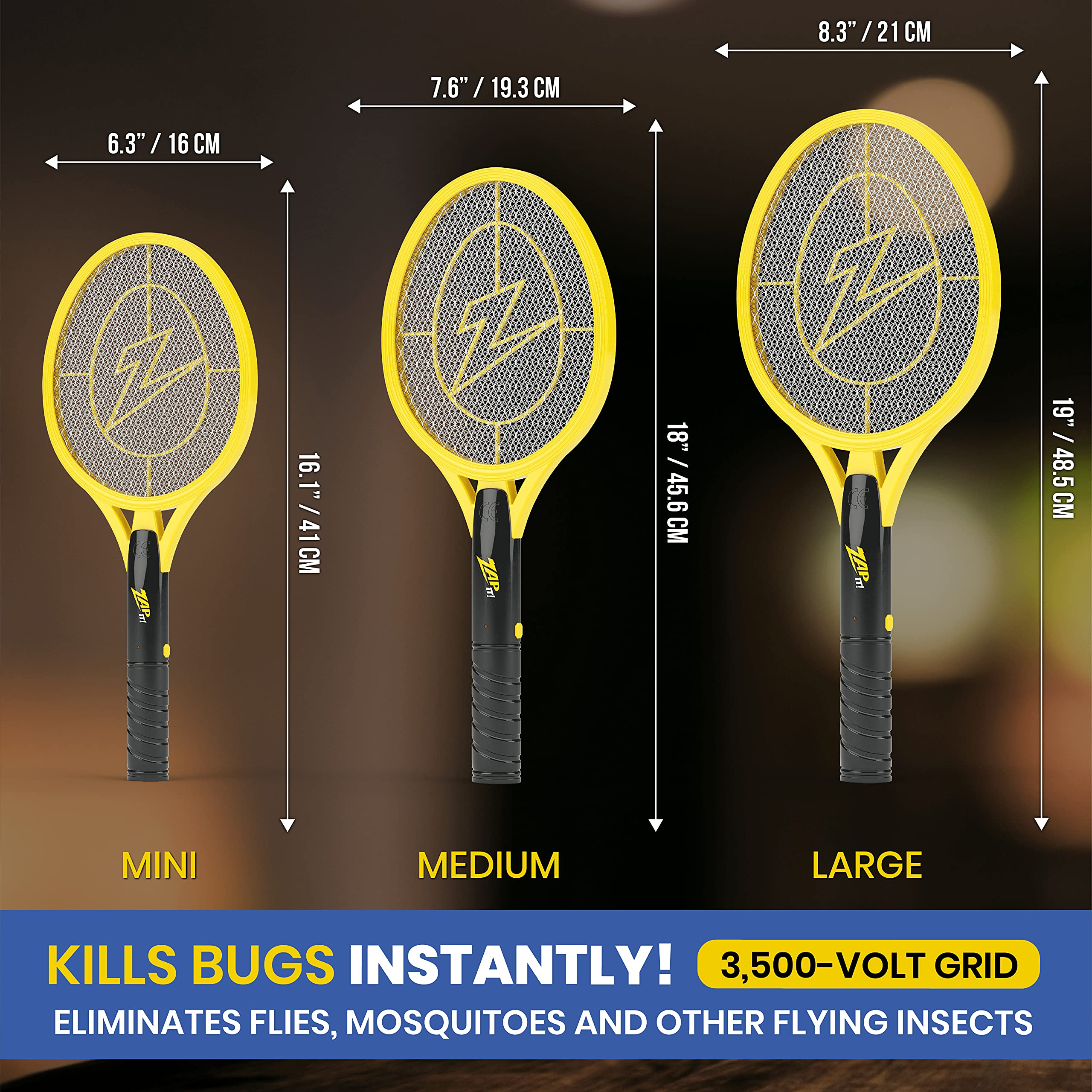 Zap It Electric Fly Swatter Racket & Mosquito Zapper - High Duty Battery Powered 3,500 Volt Electric Bug Zapper Racket - Fly Swatter Electric - Fly Killer Fly Swatter for Indoors (2 AA Included)