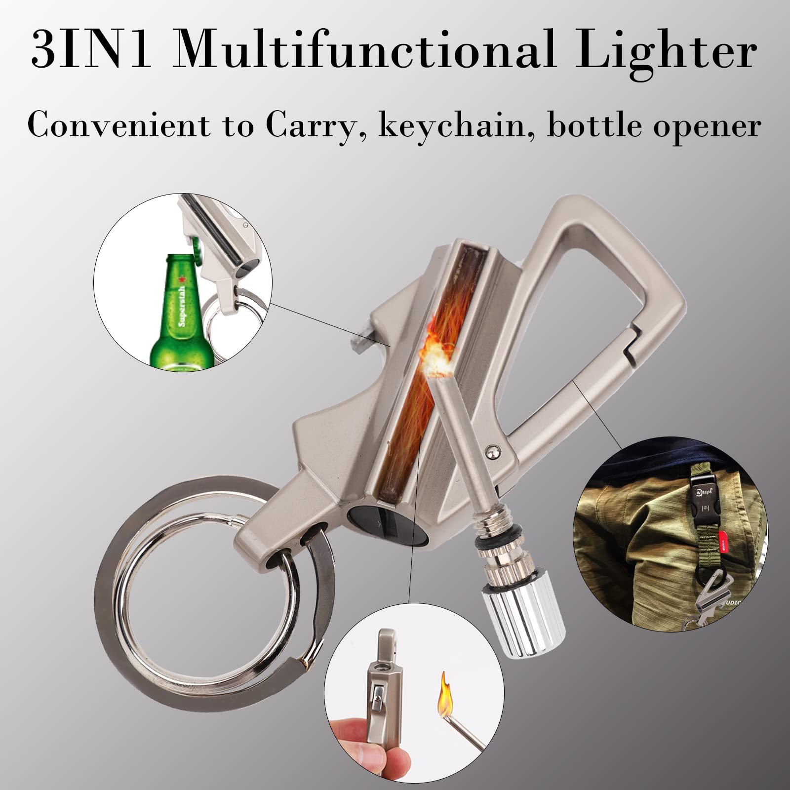 Permanent Match Keychain & Electric Lighter Set,Waterproof Forever Match Survival Fire Starter Stricker Keychain Lighter