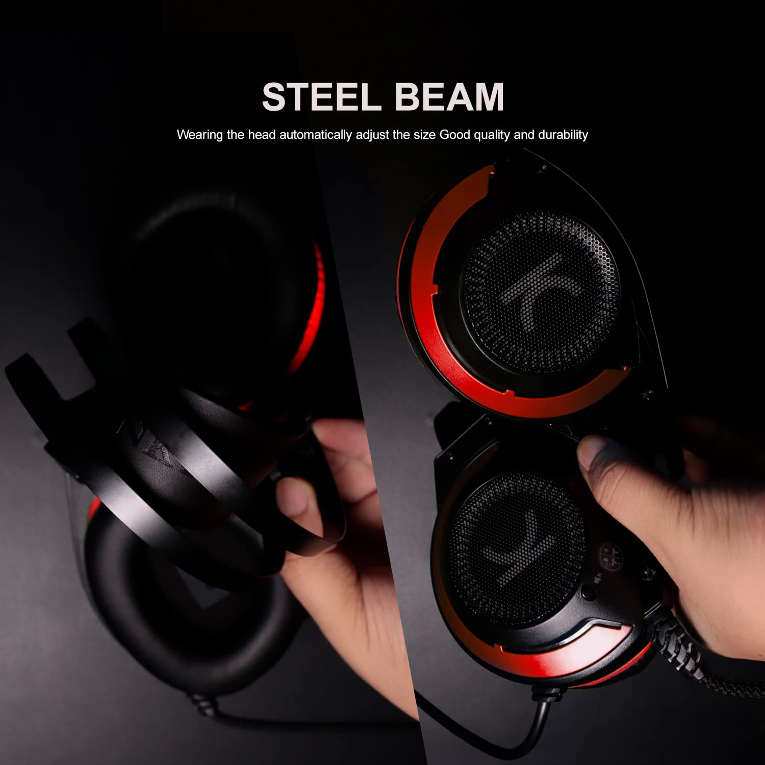 USOTSO PC Gaming Headset/Video Game Stereo Headphone with Noise Canceling Mic & Memory Foam Ear Pads for PC/PS5/PS4/Xbox One/Nintendo Switch - Black Red