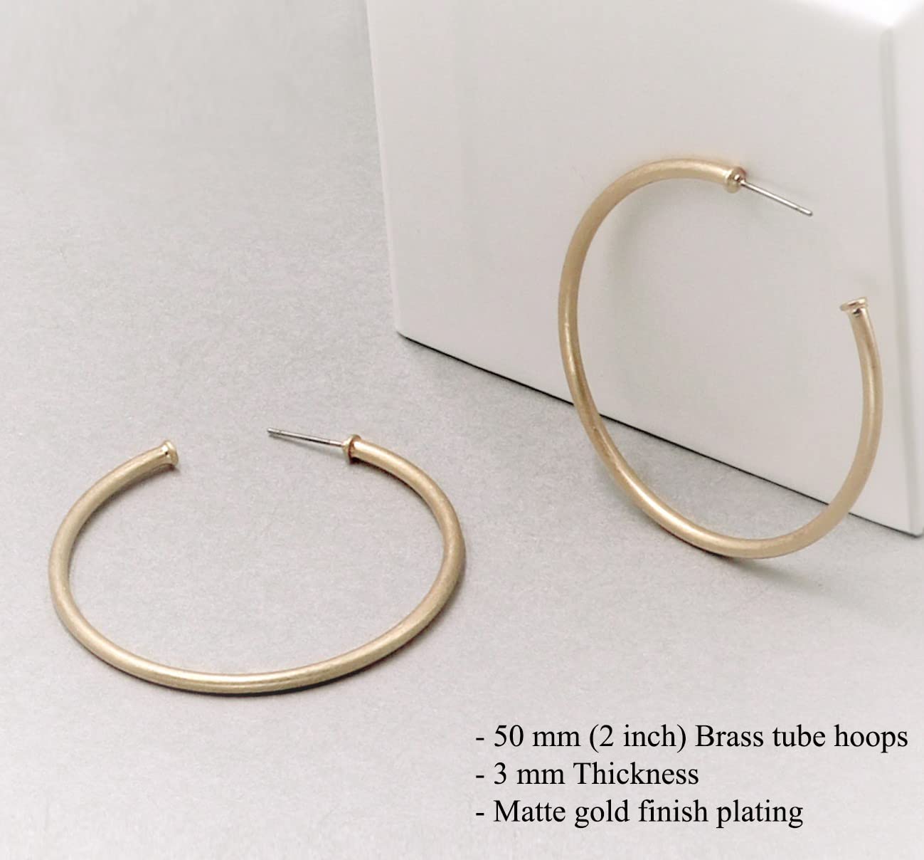 POMINA Classic Gold Hoop Earrings for Women Basic Trendy Tubular Open Round Matte Gold Silver Hoops, 2 Inches (Gold)