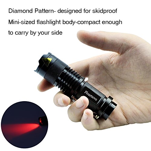 Ploarnovo Red Flashlight LED Single Mode Red Torch Zoomable Red Light Flashlight with Clip for Hunting Astronomy, Aviation, Night Observation,4-Pack