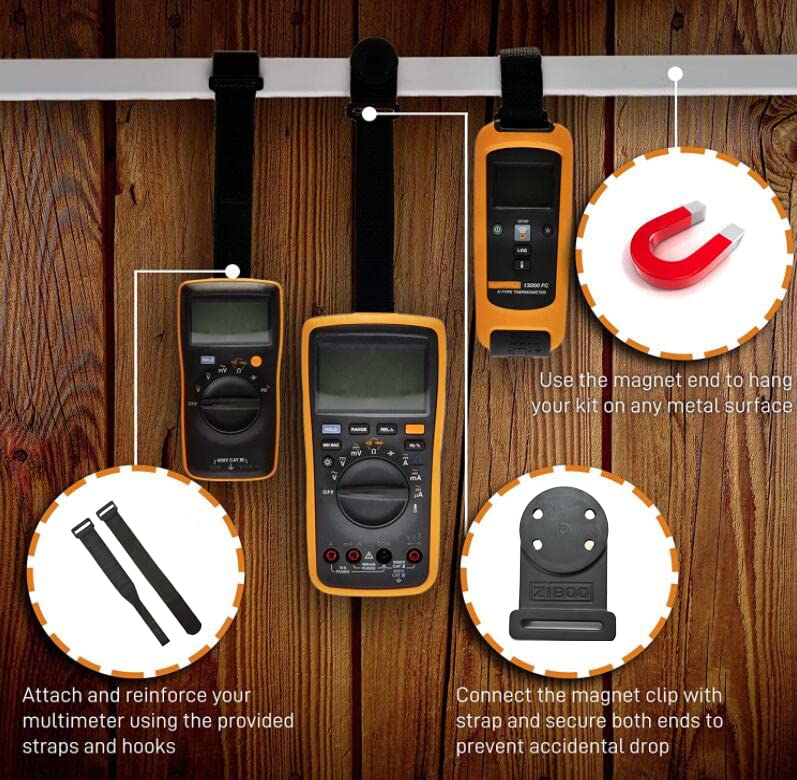 ZIBOO ZB-TPAK Multimeter Meter Hanging Kit for Fluke Meters，2 Straps, 2 Clips and Magnetic Hanger