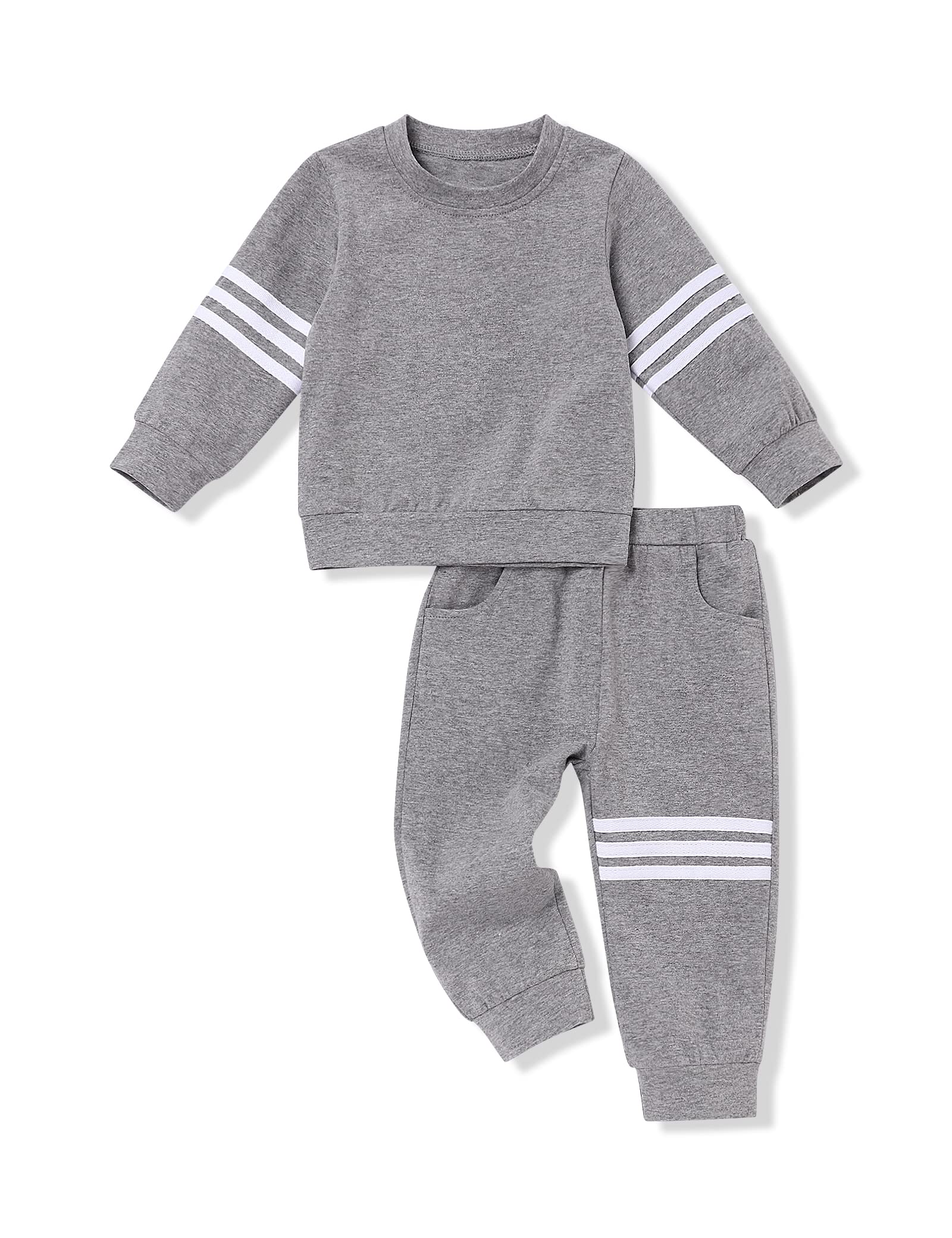 oklady Toddler Boy Clothes Stripe Long Sleeve T-Shirt Tops Sweatsuit Pants Sets Fall Winter Baby Boy Clothes 3T 4T