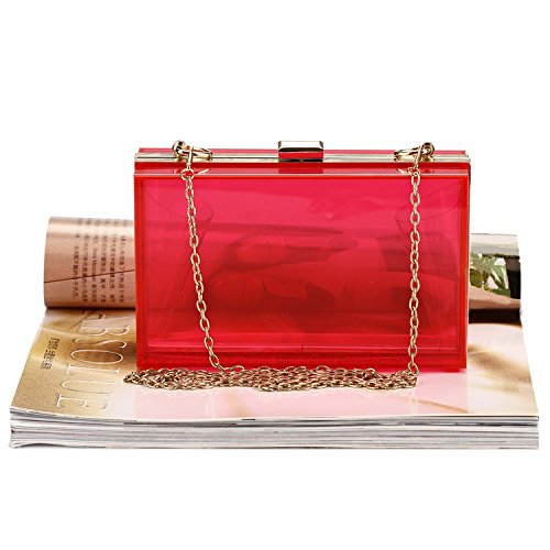 missfiona Womens See Through Acrylic Evening Clutch Candy Color Transparent Prom Hardbox Purse(Lime) 18 x 5 x 11 cm