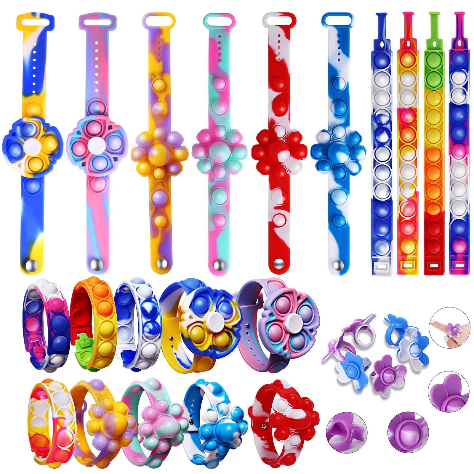 Pop Random Bracelet,Pop Bubble Fidget Sensory Toys, Pop Toy Bulk for Party Favor, Classroom Student Prizes Easter Basket Goodie Bag Stuffers Christmas Valentine Gift for Kid