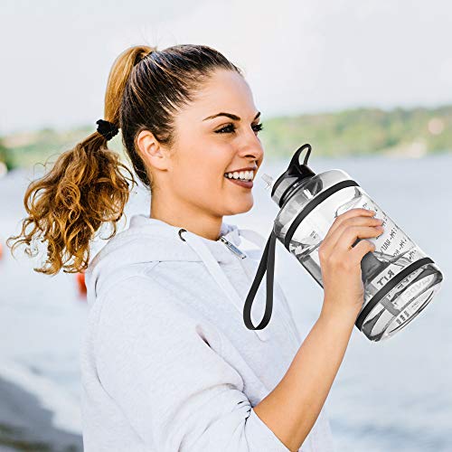 NatureWorks HydroMATE Gallon Water Bottle with Straw BPA FREE Leak Proof Reusable Water Bottle with Times to Drink Marked Hourly 128 oz