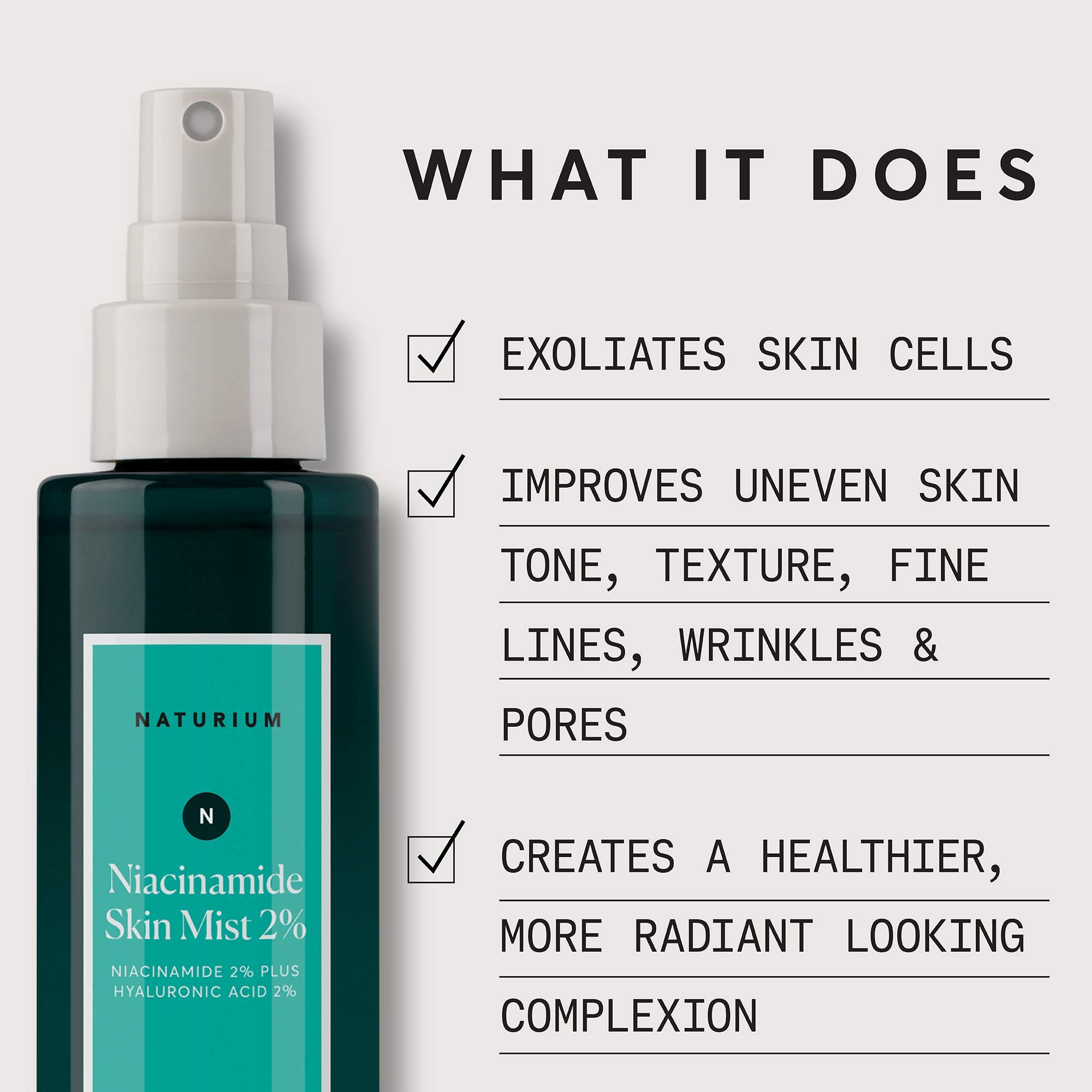 Naturium Niacinamide Skin Mist 2% Plus Hyaluronic Acid 2%, Hydrating Facial Spray, 4 oz