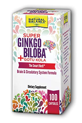 Natural Balance Super Ginkgo Biloba Plus | Brain & Circulation Formula to Help Support Focus, Memory & Blood Flow | with Gotu Kola | 100ct, 50 Serv.