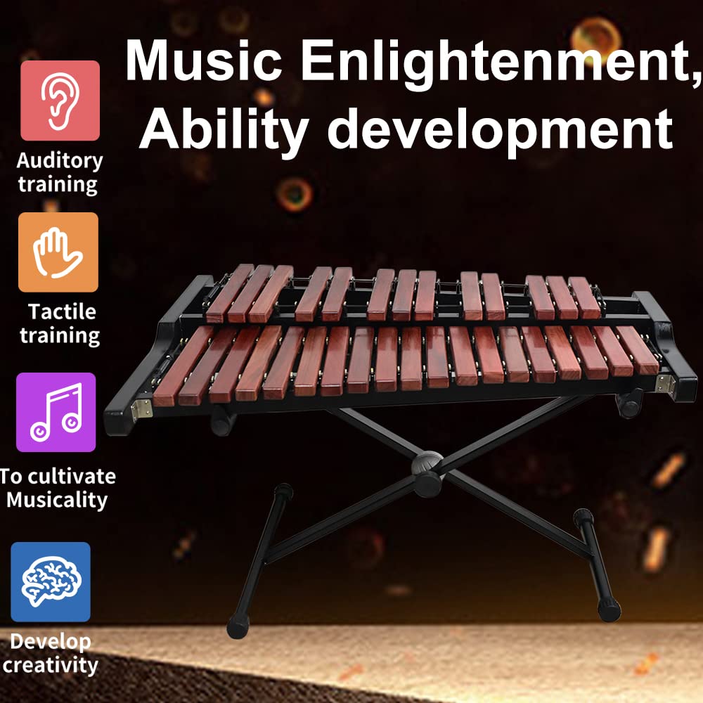 TNZMART 32 Key Xylophone Set with Adjustable Stand Wooden Glockenspiel Percussion Educational instrument