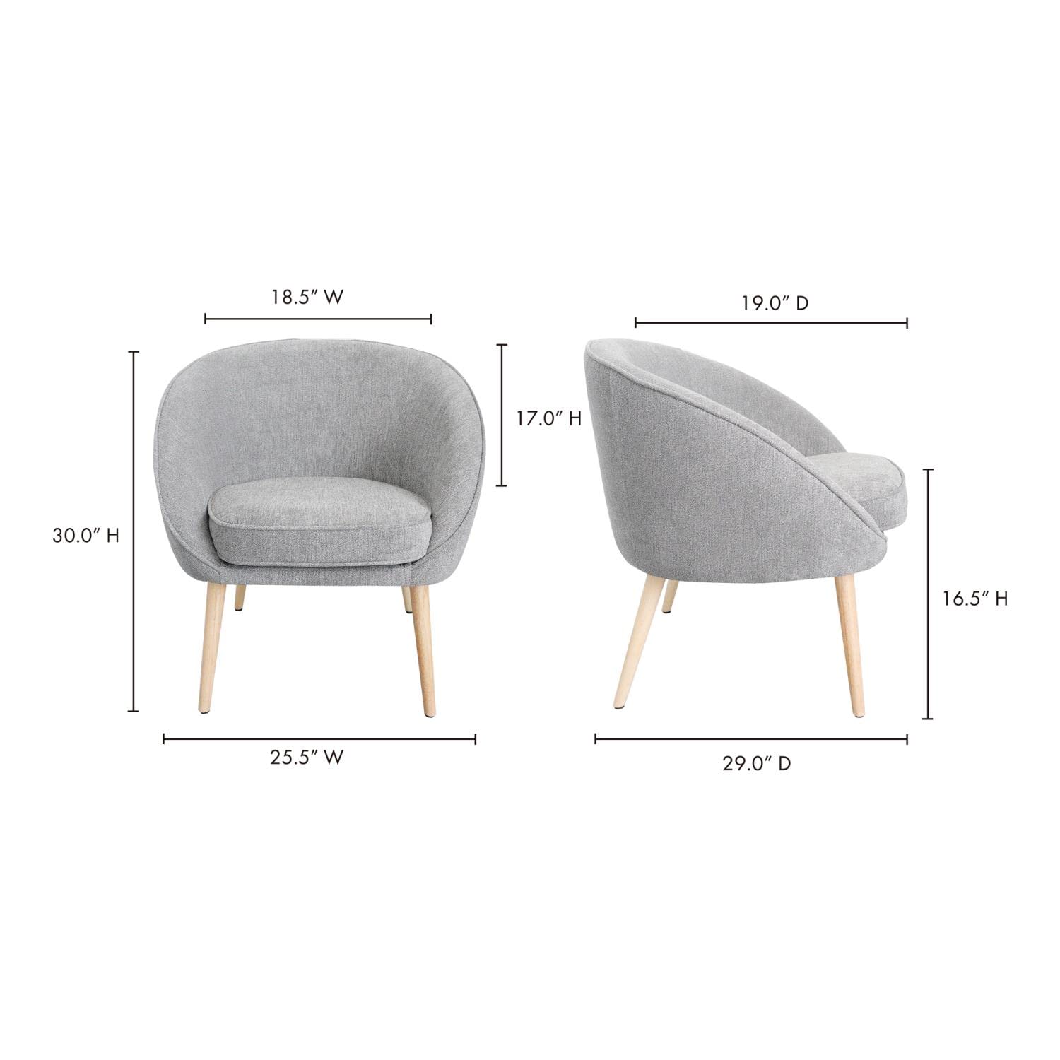 Moe's Home Collection Farah Contemporary Fabric Chair in Gray
