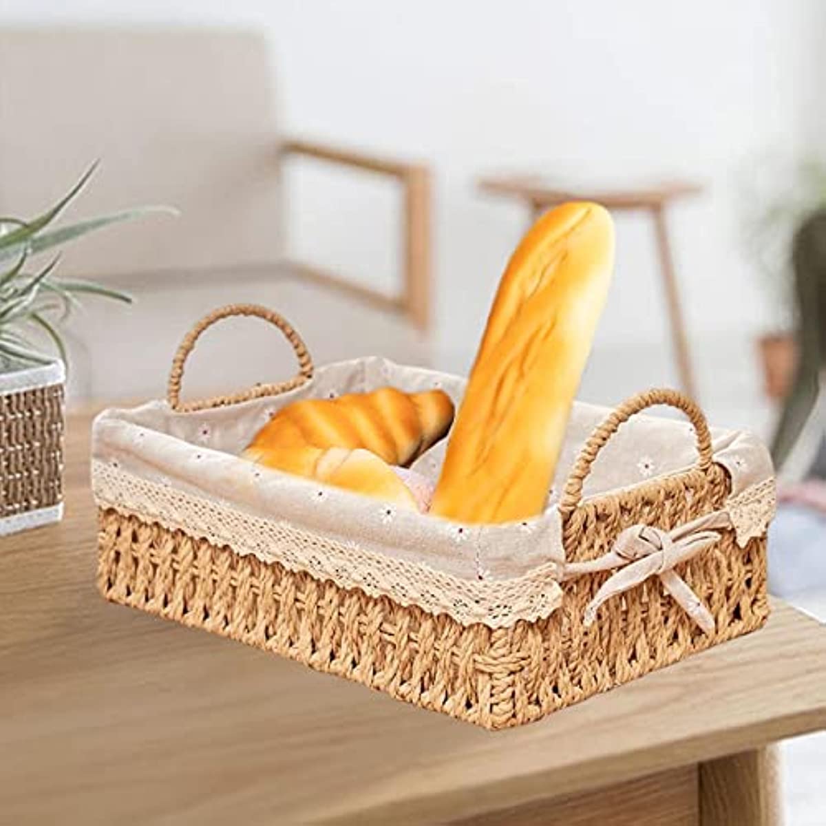 Woven Storage Baskets, Hand-woven Kitchen Organizer, Cosmetic Box for Breakfast, Vegetables, Toiletry