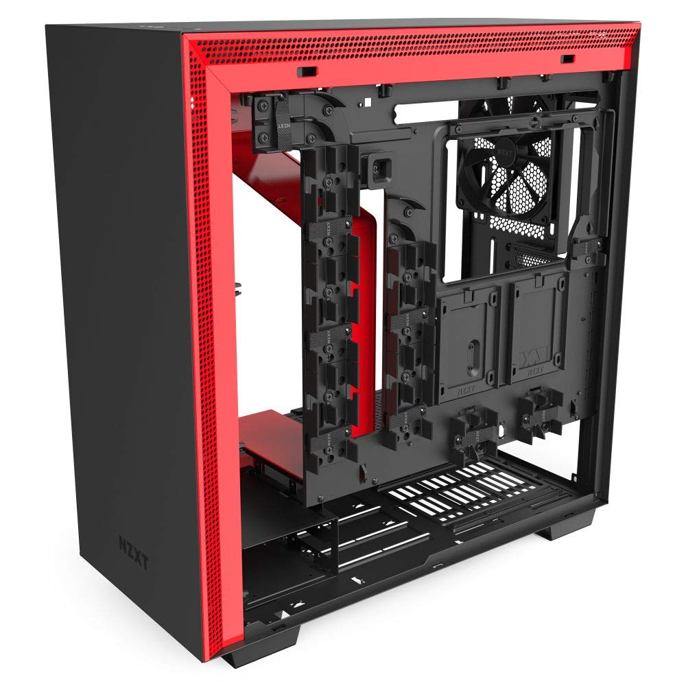 NZXT H710 - CA-H710B-BR - ATX Mid Tower PC Gaming Case - Front I/O USB Type-C Port - Quick-Release Tempered Glass Side Panel - Cable Management System - Water-Cooling Ready - Black/Red