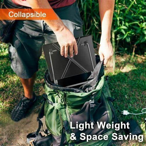 OCMC 12 Inch Portable Charcoal Grill Barbecue Grill Folding Grill Notebook Shape Charcoal Grill Detachable Collapsible Mini Tabletop Camping Grill BBQ, Black
