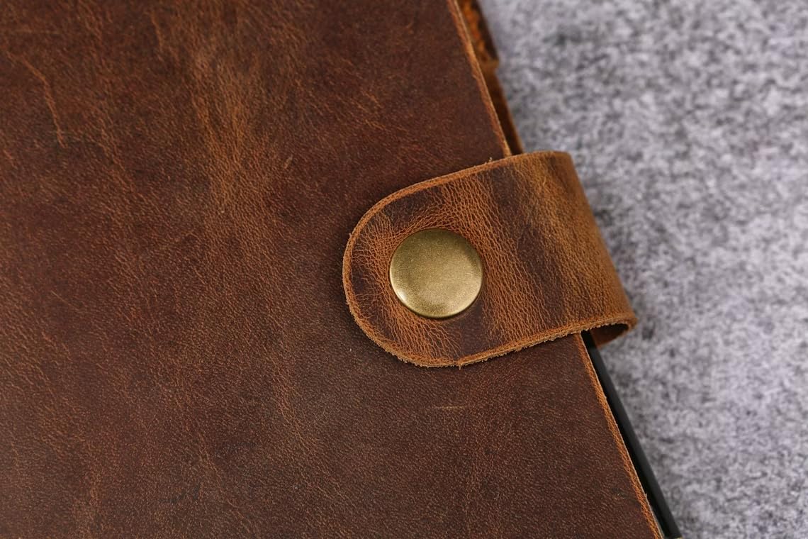 Personalized refillable 6 ring rustic leather A6 journal cover with pen holder, unique leather A6 refill planner binder sketchbook NA605SS