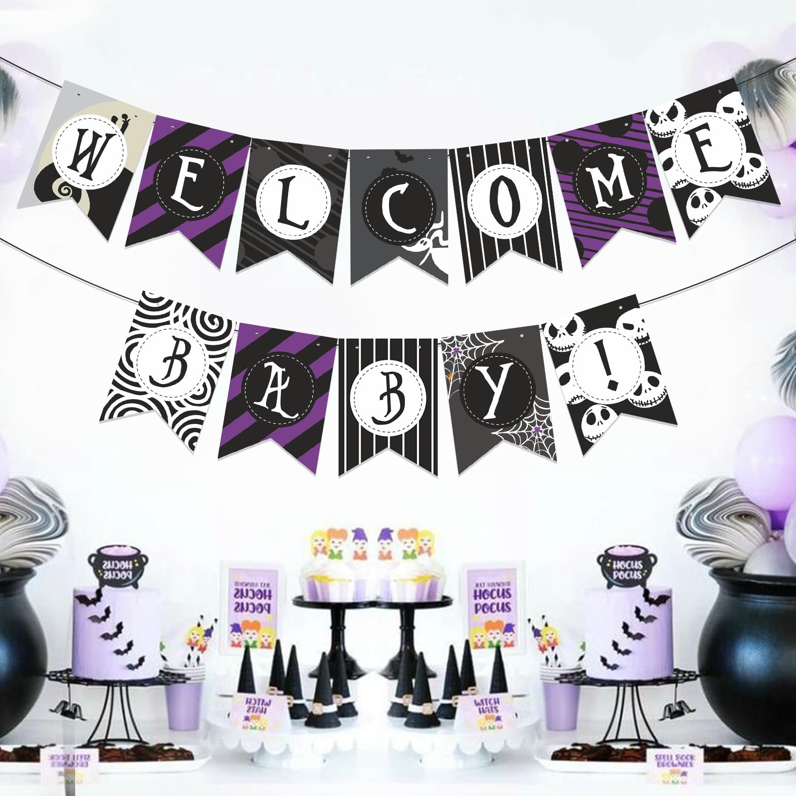 Nightmare Before Christmas Baby Shower Banner Welcome Baby Banner Nightmare Before Christmas Decorations Nightmare Before Christmas Baby Shower Decorations Nightmare Before Christmas Halloween
