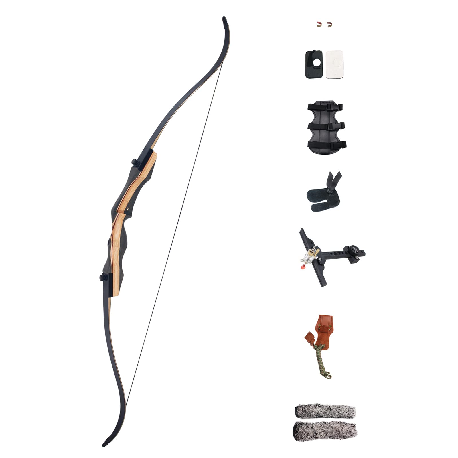 TBOW 62" Takedown Recurve Bow 25-60LB Adult Archery Competition Athletic Right Hand Archery Kit for Outdoor Training Hunting Shooting(45Lbs)