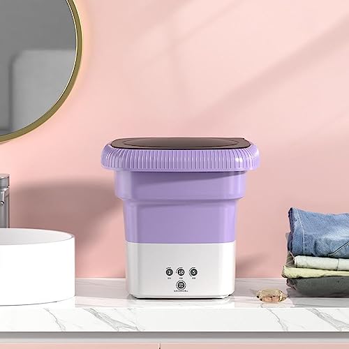 Portable Washing Machine, Foldable Mini Washing Machine 6.5L High Capacity, 3 Modes Deep Cleaning Mini Washer, Suitable for Home, Business, Travel, College Room (Purple)